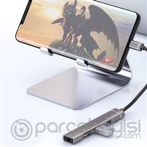 Ally 4in1 Type C 3 5mm Usb Girişli Çoğaltıcı Adaptör Çevirici Hub