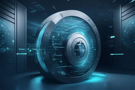 Premium Ai Image Data Security Concept With Padlock In Server Room