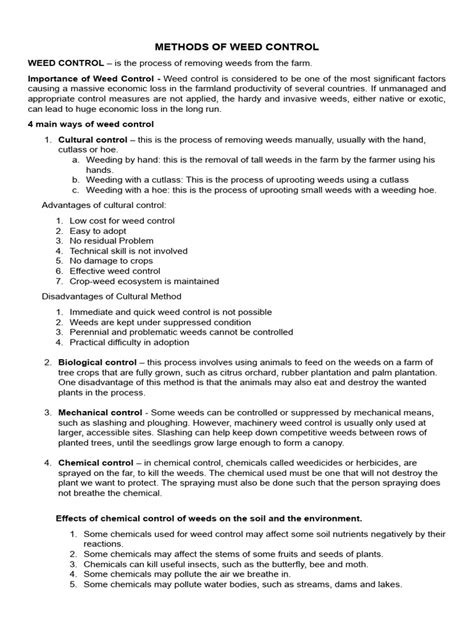 Methods Of Weed Control Pdf Weed Agriculture