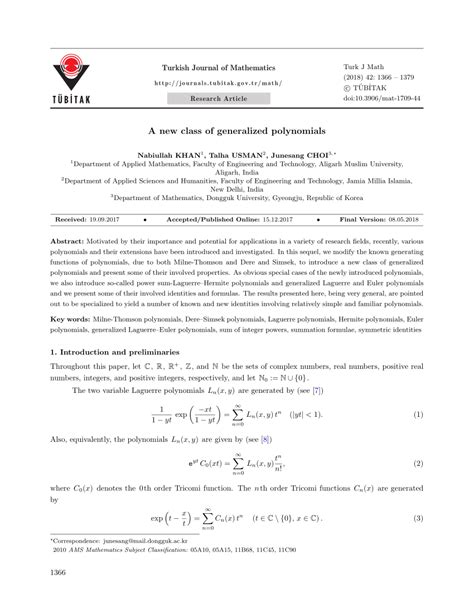 Pdf A New Class Of Generalized Polynomials