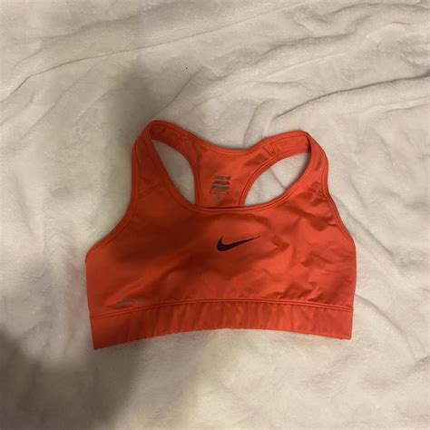 Bright Orange Sports Bra With Purple Accents Depop