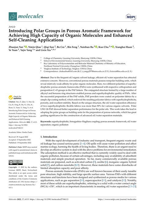 Pdf Introducing Polar Groups In Porous Aromatic Framework For Achieving High Capacity Of