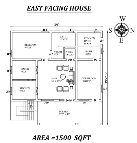 39 X39 Amazing 2bhk East Facing House Plan As Per Vastu Shastra
