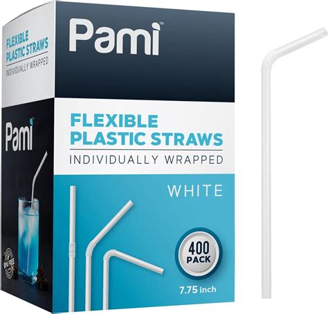 Amazon PAMI Flexible Plastic Bent Straws Individually Wrapped