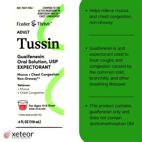 Foster And Thrive Adult Tussin Guaifenesin 200 Mg Cough Syrup