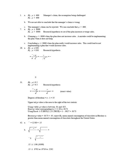 Two Solutions Chapter 9 Hypothesis Testing Pdf P Value Tests