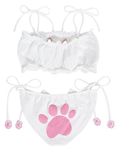 Justincostume Womens Cosplay Lingerie Set Kitten Keyhole Cute Sexy Outfit Otaku Kami
