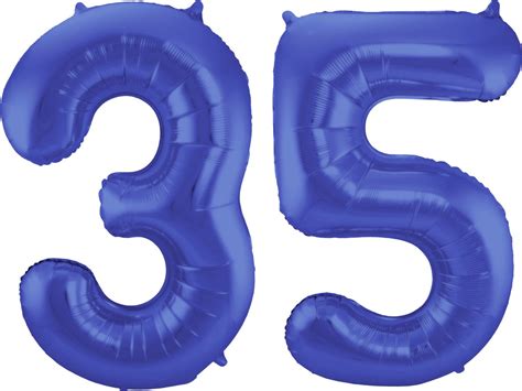 Folat Folie Ballonnen 35 Jaar Cijfer Blauw 86 Cm Leeftijd