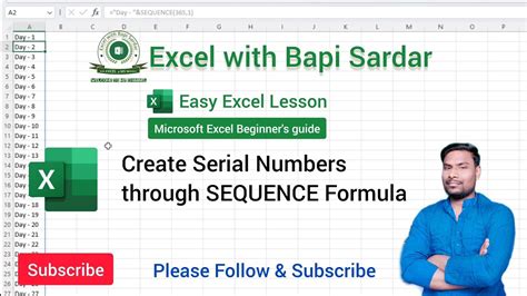How To Create Sequential Number In Excel Excel Tutorial For Freshers Msexcel Youtube