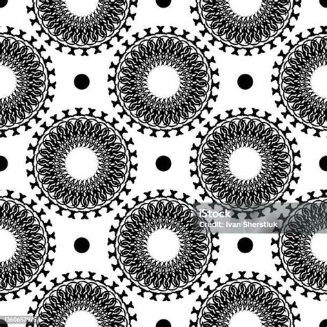 빈티지 장식품이 돋보이는 블랙 화이트 원활한 패턴 의류 섬유 배경 및 인쇄에 적합합니다 벡터 그림입니다 꽃 식물에 대한 스톡 벡터 아트 및 기타 이미지 Istock