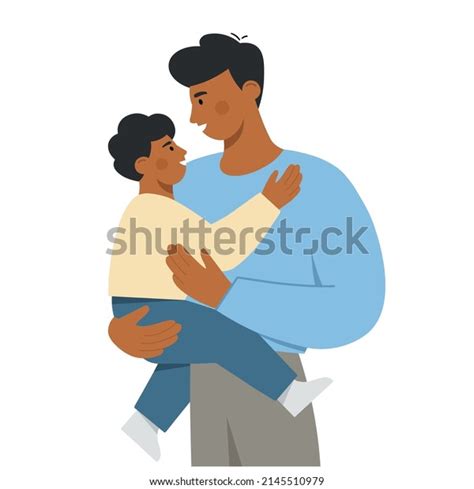 Happy African American Dad Holds His Stock Vector Royalty Free