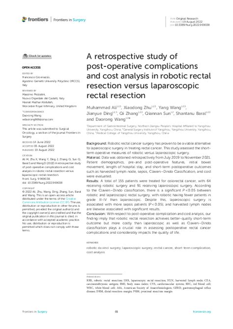 Pdf A Retrospective Study Of Post Operative Complications And Cost