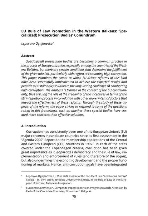 Pdf Eu Rule Of Law Promotion In The Western Balkans Specialized