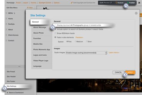 how to hide breadcrumbs zenfolio