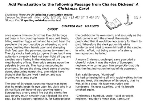 Spag Punctuation Marks Revision Charles Dickens A Christmas Carol
