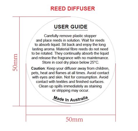 Diffuser Warning Labels Mm Glassware Import Australia