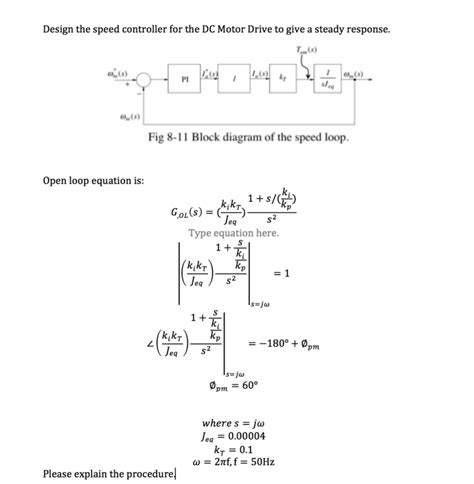 Solved Design The Speed Controller For The DC Motor Drive To Chegg