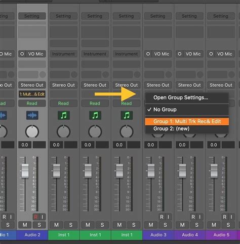 edit multiple tracks simultaneously using groups in logic pro