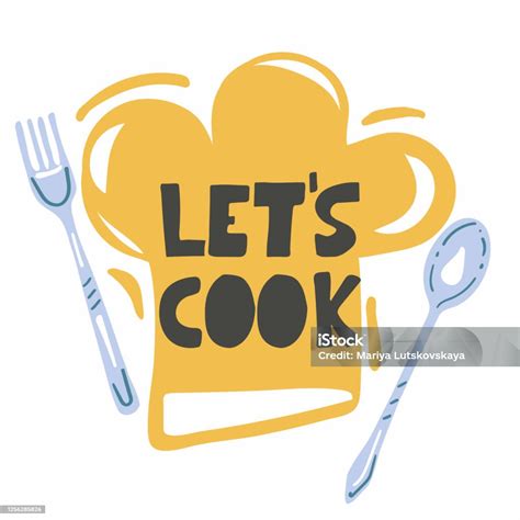 요리하자 카페 나 레스토랑 메뉴 요리 수업 및 학교 실루엣 플랫 벡터 일러스트 라벨 스티커 또는 로고포크와 숟가락 손으로 그린