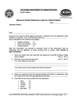 Fillable Online Okdhs Oklahoma Dcfs Form Fax Email Print PdfFiller