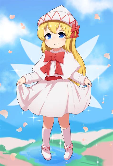 Safebooru 1girl Absurdres Blonde Hair Blue Eyes Blush Capelet Cherry