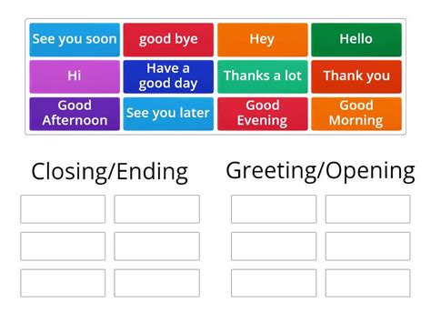 Sorting Greetings And Closings Group Sort