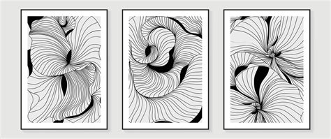 Abstract Line Art Background Vector Minimalist Modern Botanical Contour Drawing On White Color