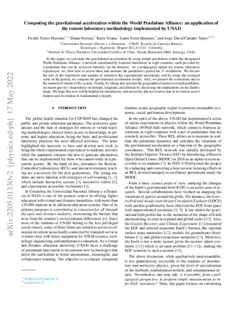 Pdf Computing The Gravitational Acceleration Withing The World