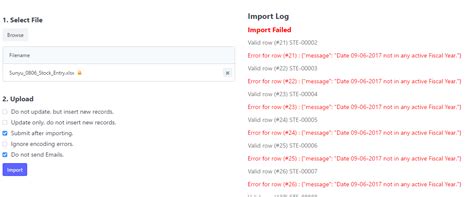 Unable To Submit Imported Stock Entry Due To Fiscal Year · Issue 9192
