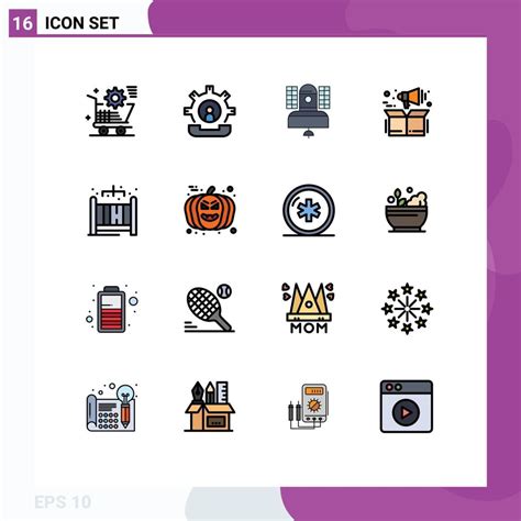 Mobile Interface Flat Color Filled Line Set Of 16 Pictograms Of Product Management Phone
