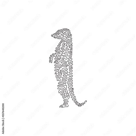 Continuous Curve One Line Drawing Of Cute Standing Meerkat Curve Abstract Art Single Line
