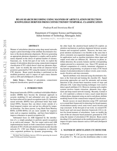 Pdf Beam Search Decoding Using Manner Of Articulation Detection