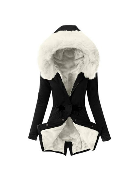 Sanbonepd Womens Plush Coat Long Sleeve Plaid Hooded Zipper Loose
