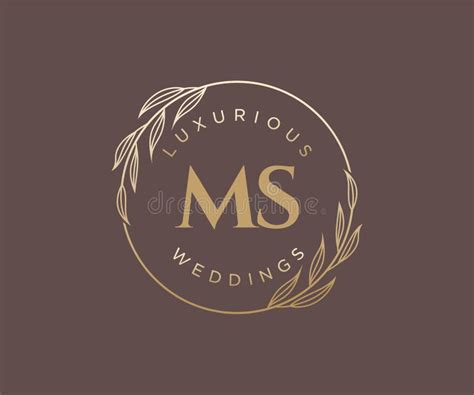 Ms Initials Letter Wedding Monogram Logos Template Hand Drawn Modern