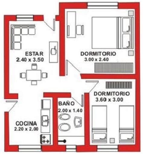 Planos De Casas De 2 Dormitorios 60 Metros