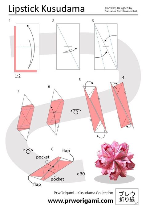 Lipstick Kusudama Diagram Origami Diagrams Modular Origami Origami