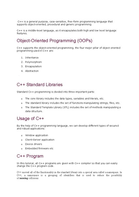 C Notes C Is A General Purpose Case Sensitive Free Form Programming Language That