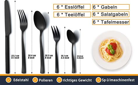 Besteck Set Schwarz Hunnycook Besteck Set 6 Personen 30 Teilig