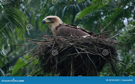 Close Up Of Philippine Eagle Pithecophaga Jefferyi Large Nests In Philippine Rainforests Stock
