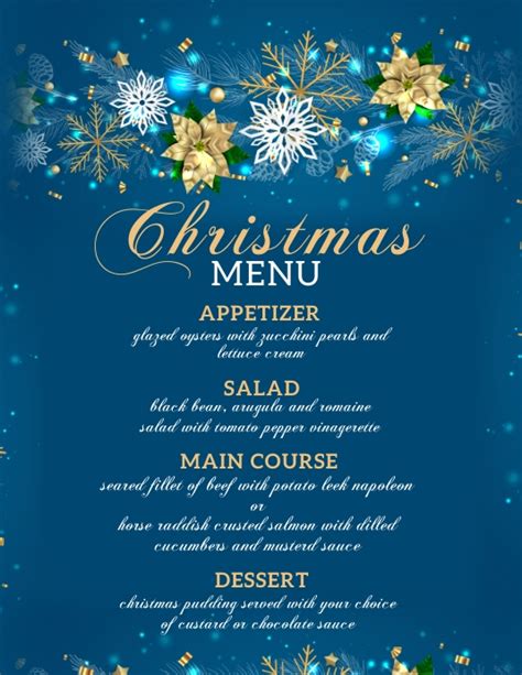 Christmas Eve Dinner Menu Flyer Template Postermywall