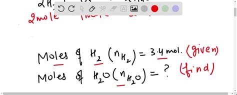 solved consider the reaction 2h2 o2 → 2h2o how many moles of h2o