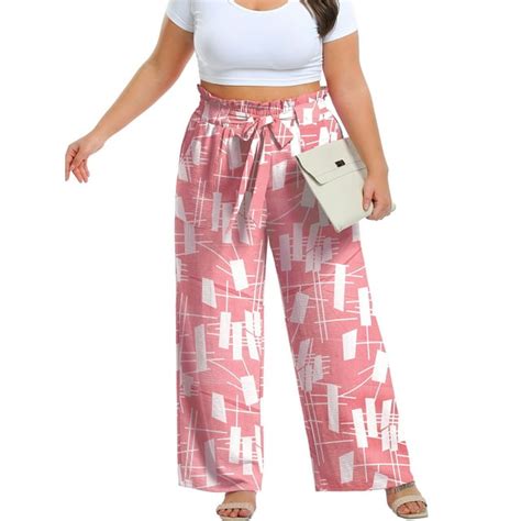 Cueply Womens Wide Leg Pants Plus Size Elastic Tie Knot Lounge Pants