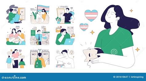 Gender Transition Pros And Cons Set Gender Affirming Therapy Positive Stock Vector