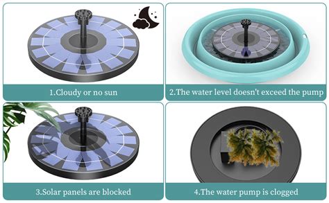 Amztime Solar Fountain Pump And Foldable Bird Bath Set 25w Water