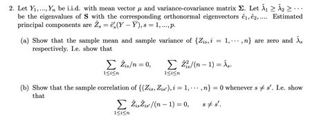 2 Let Y1 … Yn Be I I D With Mean Vector μ And