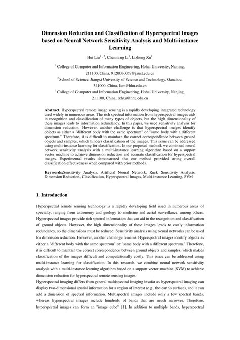 pdf dimension reduction and classification of hyperspectral images