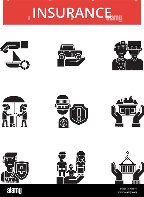 Versicherung Abbildung Dünne Linie Symbole Lineare Flachbild Zeichen