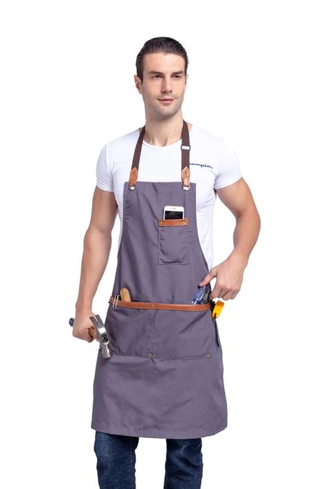 Cooking Canvas Kitchen Apron For Woman Men Adjustable Chef Bib Apron