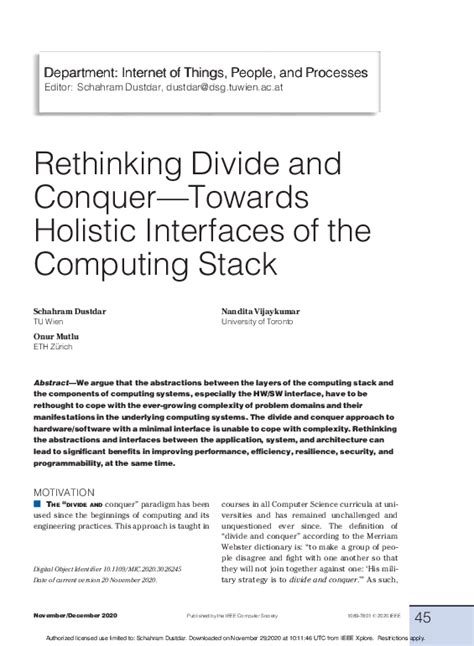Pdf Rethinking Divide And Conquer—towards Holistic Interfaces Of The Computing Stack