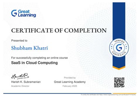 Greatlearningacademy Glacertificate Saas Continuouslearning Shubham Khatri